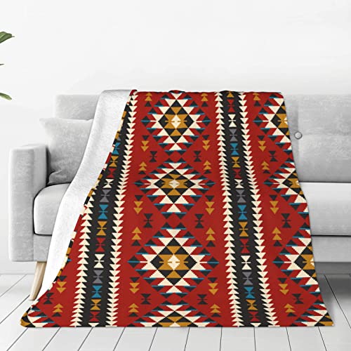 Native American Throw Blanket Boho Style Plush Fleece Flannel Blanket Lightweight Soft for Sofa Couch Bed Living Room Pet Suitable for All Seasons 60"x50"