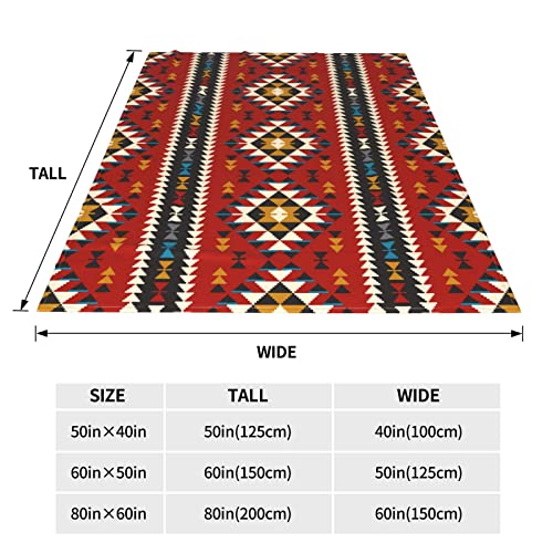 Native American Throw Blanket Boho Style Plush Fleece Flannel Blanket Lightweight Soft for Sofa Couch Bed Living Room Pet Suitable for All Seasons 60"x50"