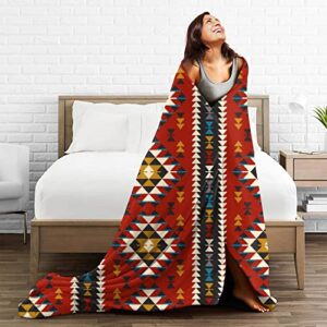 Native American Throw Blanket Boho Style Plush Fleece Flannel Blanket Lightweight Soft for Sofa Couch Bed Living Room Pet Suitable for All Seasons 60"x50"