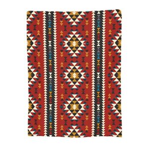 Native American Throw Blanket Boho Style Plush Fleece Flannel Blanket Lightweight Soft for Sofa Couch Bed Living Room Pet Suitable for All Seasons 60"x50"