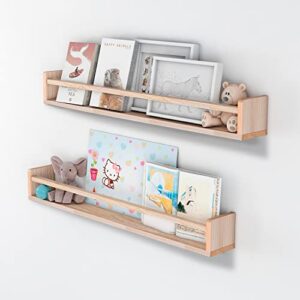 esonal floating nursery book shelves natural wood 36 inch wall mounted floating shelf for room cosmetic storage shelves bathroom storage shelves display shelf set of 2