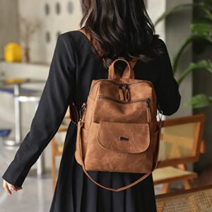 TEATREE Women Backpack Purse, Fashion Multipurpose Design Convertible Satchel Handbags and Shoulder Bag PU Leather Travel Bag (Brown)