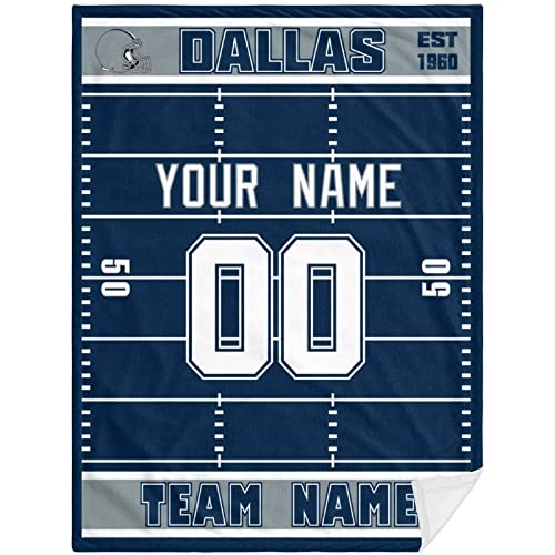 ANTKING Dallas Throw Blanket Personalized Custom Any Name and Number for Men Women Youth Gifts