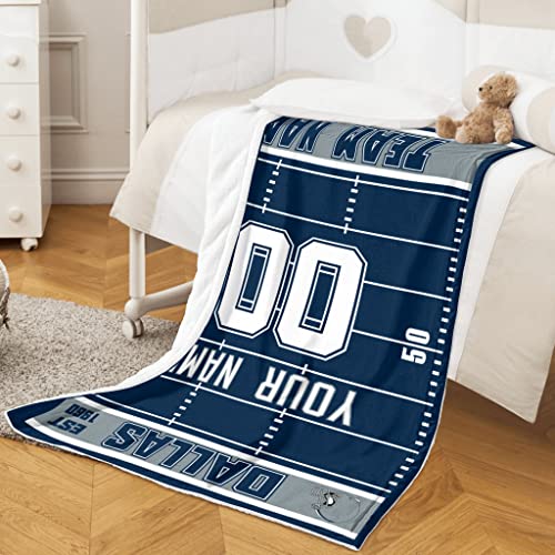 ANTKING Dallas Throw Blanket Personalized Custom Any Name and Number for Men Women Youth Gifts