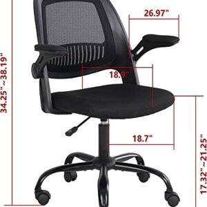 Office Chair with Adjustable Arms Ergonomic Office Chair Armless Desk Chair Seat Lock 38" Swivel Chair Computer Chairs in Bulk Home Office Chair Clearance Black Chair