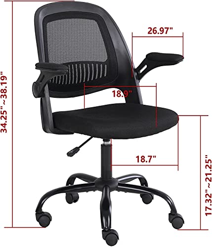 Office Chair with Adjustable Arms Ergonomic Office Chair Armless Desk Chair Seat Lock 38" Swivel Chair Computer Chairs in Bulk Home Office Chair Clearance Black Chair