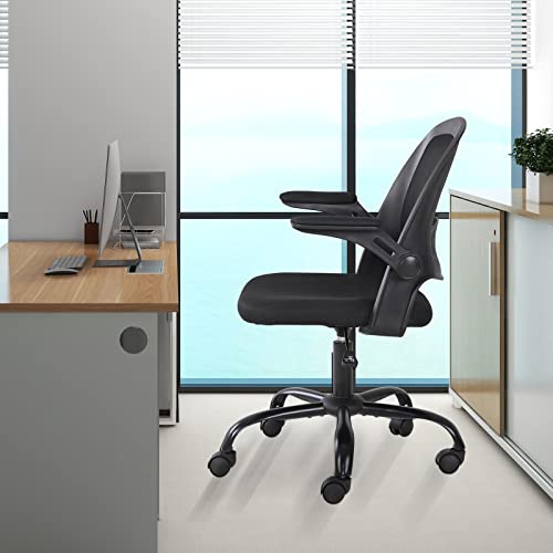 Office Chair with Adjustable Arms Ergonomic Office Chair Armless Desk Chair Seat Lock 38" Swivel Chair Computer Chairs in Bulk Home Office Chair Clearance Black Chair