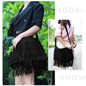 LUI SUI Fringe Hobo Purse Bags for Women Vintage Fringe Crossbody Bag Small Envelope Tassel Shoulder Bags