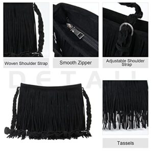 LUI SUI Fringe Hobo Purse Bags for Women Vintage Fringe Crossbody Bag Small Envelope Tassel Shoulder Bags