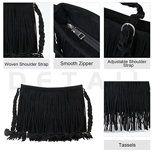 LUI SUI Fringe Hobo Purse Bags for Women Vintage Fringe Crossbody Bag Small Envelope Tassel Shoulder Bags