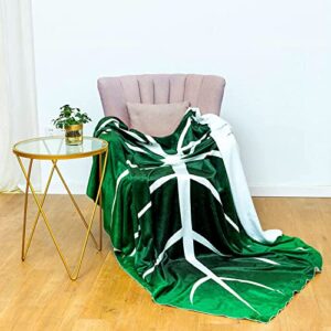 Leaf Blanket , Big Green Leaf Blanket Shape,Soft Plush Flannel Throw Decorative Leaves Design for Plant Lovers Bed Couch and Sofa(60x90INCH)