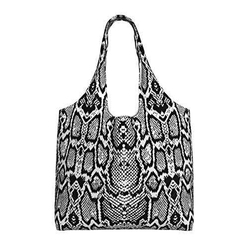 ZIMBRO Black White Snake Skin Single shoulder commuter canvas bag Women's single shoulder bag fashion canvas handbag tote bag