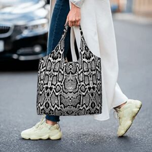 ZIMBRO Black White Snake Skin Single shoulder commuter canvas bag Women's single shoulder bag fashion canvas handbag tote bag