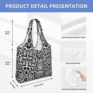 ZIMBRO Black White Snake Skin Single shoulder commuter canvas bag Women's single shoulder bag fashion canvas handbag tote bag