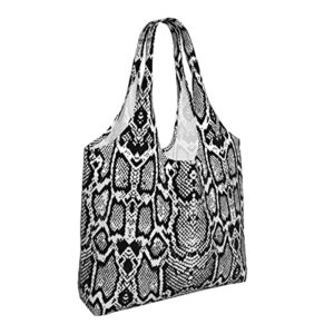 ZIMBRO Black White Snake Skin Single shoulder commuter canvas bag Women's single shoulder bag fashion canvas handbag tote bag