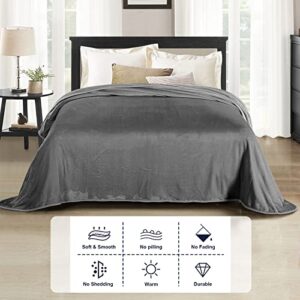 Balichun King Size Blanket - Soft Lightweight 330GSM Bed Throw Blanket for Sofa, Couch, Bed, Camping, Travel -All Season Thermal Fleece Blankets, 90x 108 inches, Grey