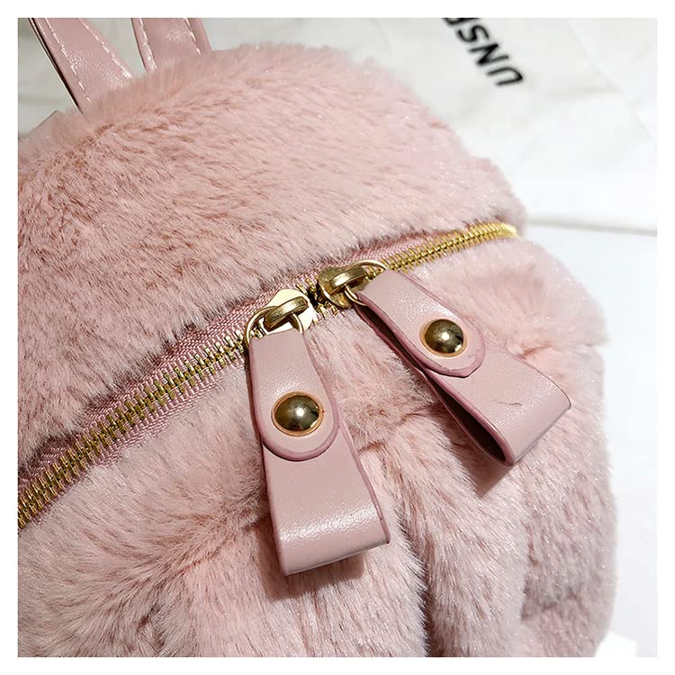 CHERSE Kawaii Fluffy Purse Backpack Plush Backpack Furry Bag Fuzzy Bag Girls Women Faux Fur Travel Daypacks Rabbit Design (Light Brown)