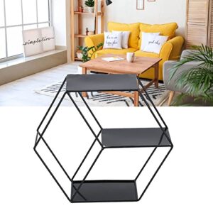 EPMANN Wrought Iron Wall Shelf, Wall Mounted Floating Shelf Hexagonal Shelf Retro Flower Stand Display Stand for Bedroom Living Room Office(Black)