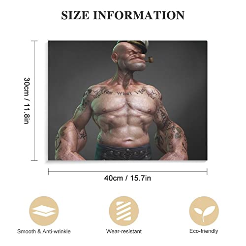 Modern Art Posters Popeye Tattoo Muscle Sailor Funny Posters Cartoon Gym Room Decor Canvas Wall Art Prints for Wall Decor Room Decor Bedroom Decor Gifts 24x32inch(60x80cm) Frame-Style