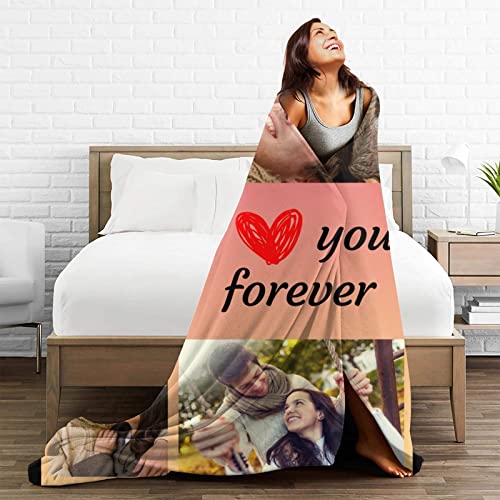 Abybela Custom Blankets with Photos Personalized Picture Blankets Using My Own Photos Custom Blanket Gifts for Boyfriend/Girlfriend/Wife/Husband, Birthday Valentines