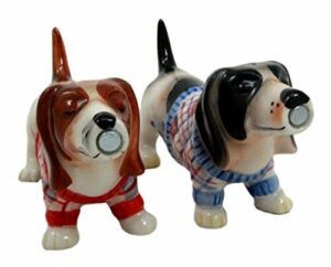 set of 1 french basset hounds magnetic ceramic salt pepper shakers set