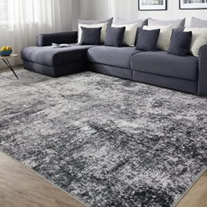 Area Rug Living Room Rugs - 8x10 Large Soft Indoor Neutral Modern Abstract Low Pile Washable Rug Carpet for Bedroom Dining Room Farmhouse Home Office - Grey