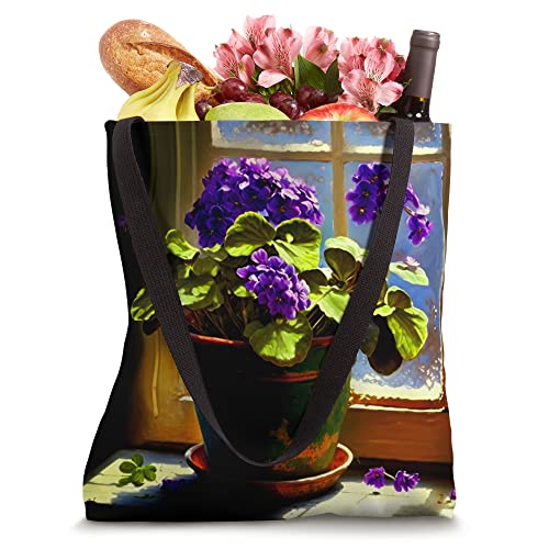 African Violet Pot In Window African Violet Addict Design Tote Bag