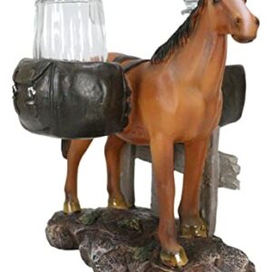 Set Of 1 Brown Stallion Horse With Saddlebags Salt Pepper Shakers Holder Figurine