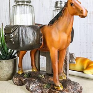 Set Of 1 Brown Stallion Horse With Saddlebags Salt Pepper Shakers Holder Figurine