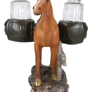 Set Of 1 Brown Stallion Horse With Saddlebags Salt Pepper Shakers Holder Figurine