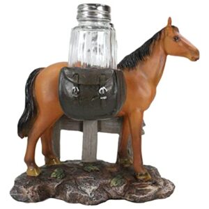 Set Of 1 Brown Stallion Horse With Saddlebags Salt Pepper Shakers Holder Figurine