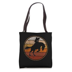 rodeo bucking bronco horse retro style cowboy men women kids tote bag