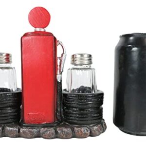 Set Of 1 Old Fashioned Gas Pump Station Salt And Pepper Shakers Figurine