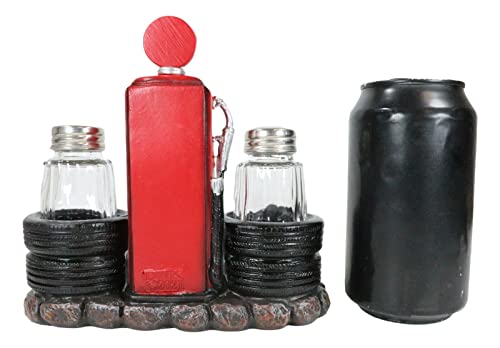 Set Of 1 Old Fashioned Gas Pump Station Salt And Pepper Shakers Figurine