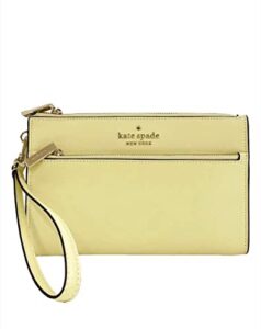 kate spade medium saffiano leather wristlet (lemon fond yellow)