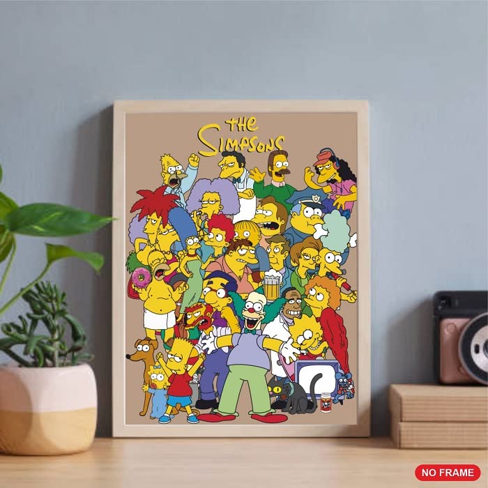 PurpleheARTs | Simpsons Poster Prints - Set of 4 UNFRAMED (8 inches x 10 inches) Movie Poster Prints - Bart Homer Marge Lisa Maggie, Simpsons Wall Art, Retro Cartoon Poster,