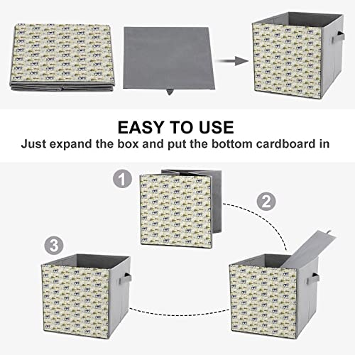 Cows on A Farm Foldable Storage Bins Printd Fabric Cube Baskets Boxes with Handles for Clothes Toys, 11x11x11