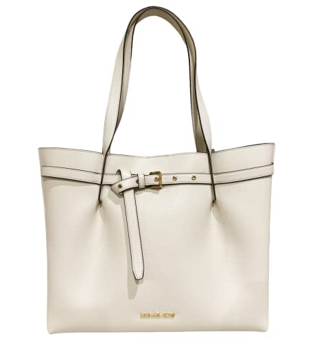 Michael Kors Emilia Triple Compartment Shoulder Tote Light Cream Leather