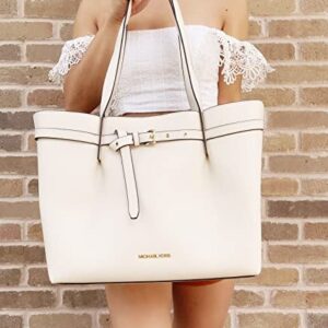 Michael Kors Emilia Triple Compartment Shoulder Tote Light Cream Leather