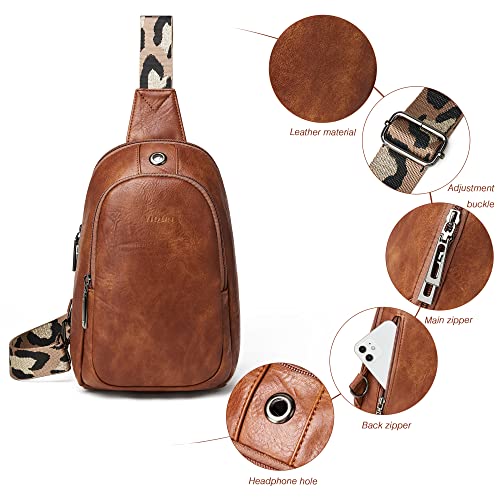 YIQUN Crossbody Bags for Women, Sling Bag for Women, PU Leather Sling Bag for Women Chest Bag for Traveling Hiking