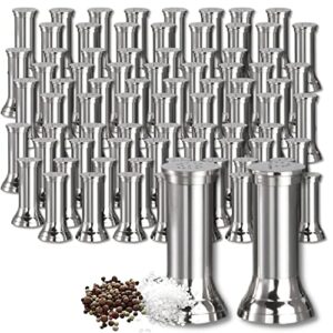 steelite creations stainless steel salt & pepper shaker, modern tabletop mirror finish round tapered metal seasoning dispenser bulk sets, commercial restaurant foodservice use, 2.5″ tall, 24 pairs