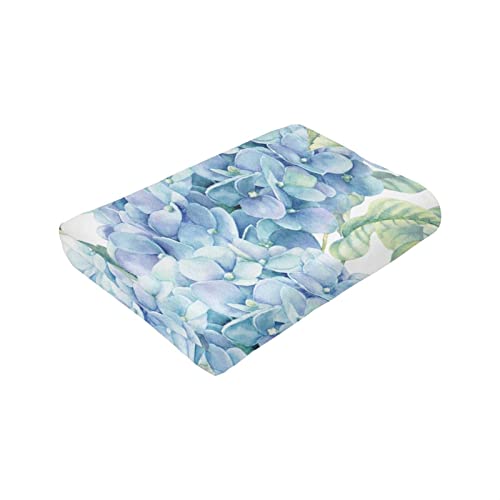 Hydrangea Watercolor Blue Flowers Blanket Throw Blanket Lightweight Microfiber Blankets for Bed Couch Sofa Blanket Quilt 50"X40"