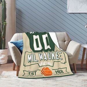 Custom Throw Blankets for Bed Personalized Basketball City Fans Gift Winter Summer Fleece Blanket Name and Number, 30"x40", 50"x60"