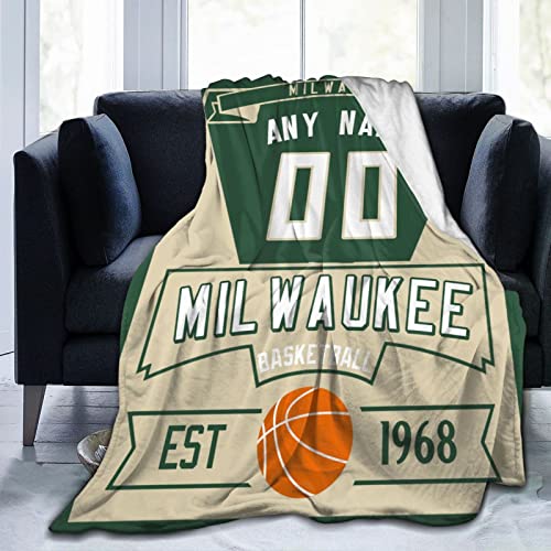 Custom Throw Blankets for Bed Personalized Basketball City Fans Gift Winter Summer Fleece Blanket Name and Number, 30"x40", 50"x60"