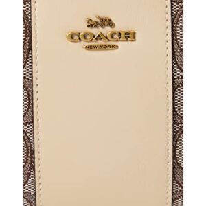 COACH Box Program Signature Jacquard Small Wristlet Cocoa Ivory One Size