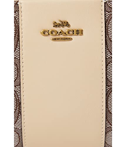 COACH Box Program Signature Jacquard Small Wristlet Cocoa Ivory One Size