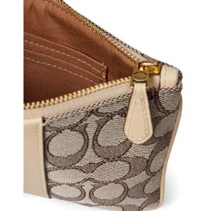 COACH Box Program Signature Jacquard Small Wristlet Cocoa Ivory One Size