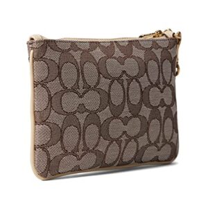 COACH Box Program Signature Jacquard Small Wristlet Cocoa Ivory One Size