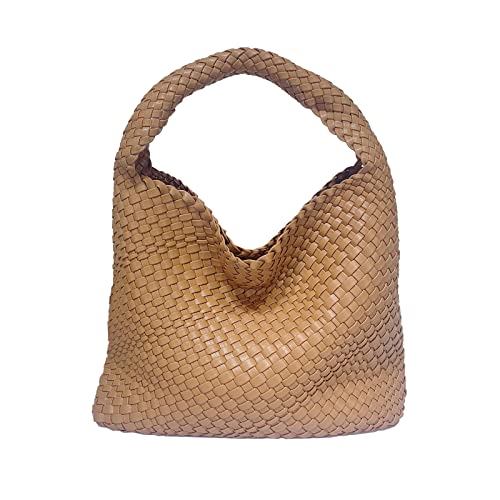 LMKIDS Fashion Hand Woven Bag Shopper Bag Travel Handbags and Purses Women Tote Bag Large Capacity Shoulder Bags (khaki)