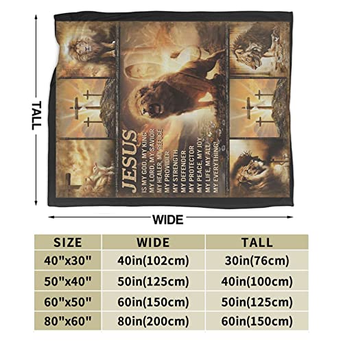 Christian Blanket for Men Christ Lion Jesus Religious Faith Throw Blanket Soft Cozy Warm Fuzzy Fleece Christian Bedroom Decor Blanket Gifts for Men Women Couch Sofa Bed 50"X40"